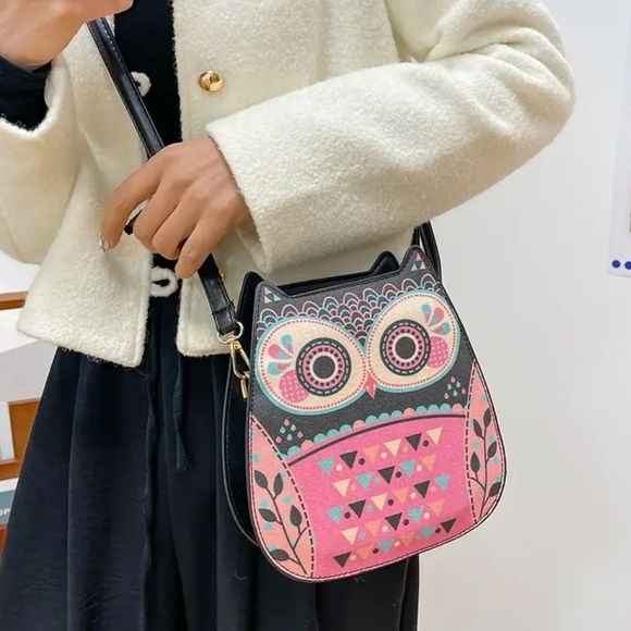 Bags | Owl Design Pink Crossbody Bag | Poshmark